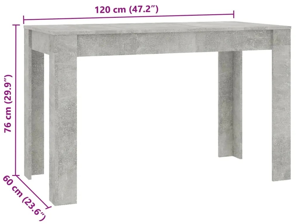 vidaXL Marketos Jídelní stůl betonově šedý 120 x 60 x 76 cm kompozitní dřevo