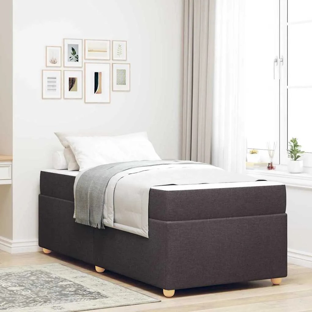 Rám postele s matrací Tmavě hnědá 80 x 200 cm textil 3399317