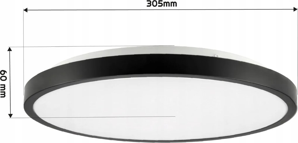 BERGE Přisazený LED stropní panel 12W 860lm Kulatý černý NW