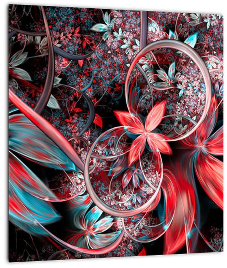 Abstraktní obraz exotických květů (30x30 cm)