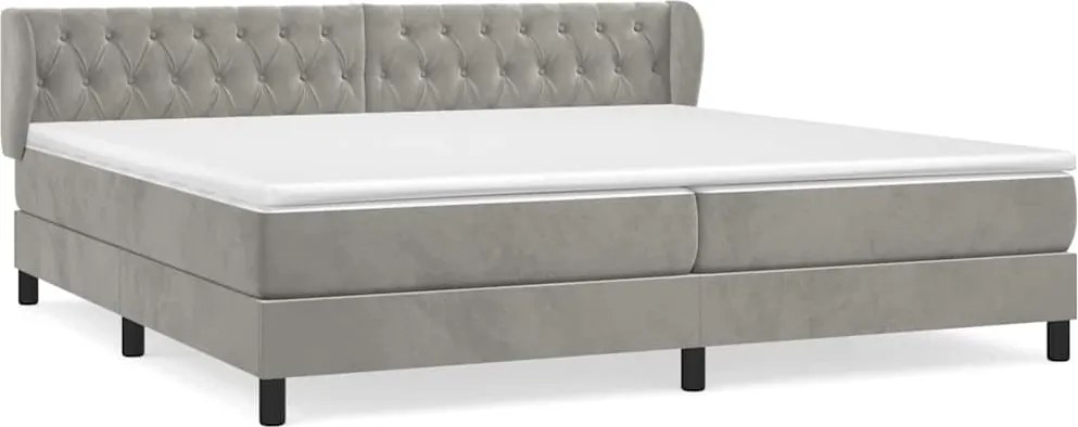 Box spring postel s matrací světle šedá 200x200 cm samet 3127691