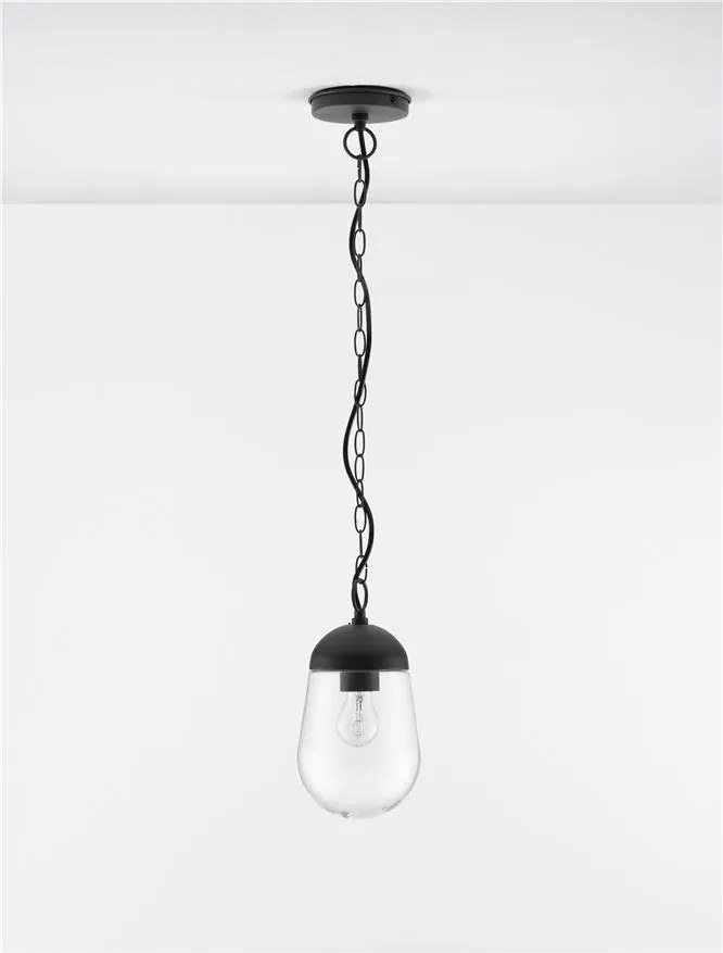 NV 9060197 Venkovní závěsné svítidlo OMIKA tmavě šedý hliník a čiré sklo E27 1x12W 110-240V bez žárovky IP54 - NOVA LUCE