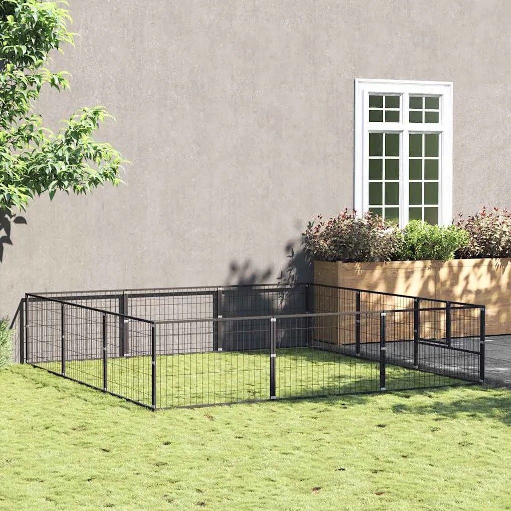 vidaXL Marketos Psí kotec černý 9 m² ocel