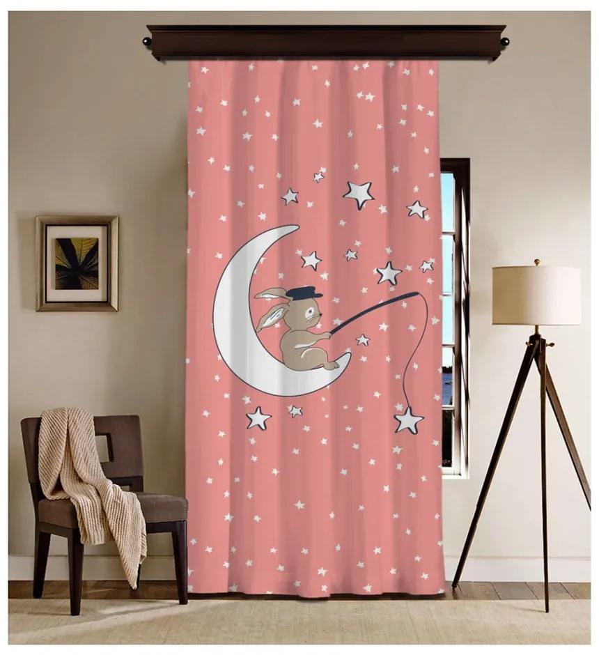 Růžový závěs Curtain Moon, 140 x 260 cm