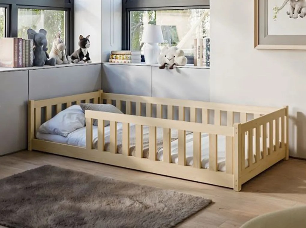 Dětská Montessori postel z masivu borovice BETTY - 200x90 cm - PŘÍRODNÍ