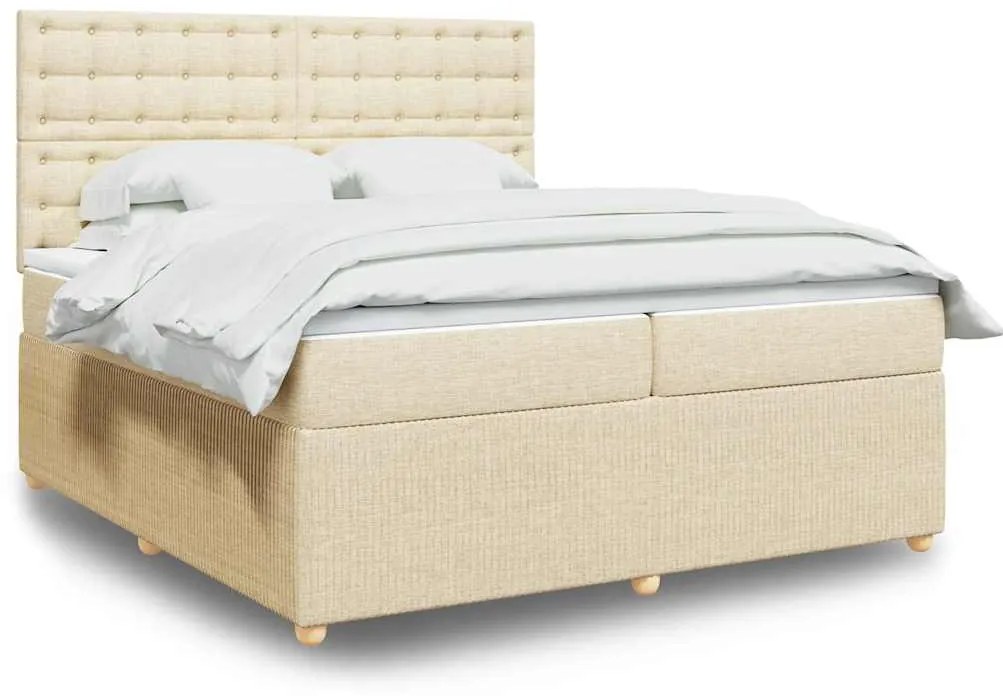 Box spring postel s matrací krémová 200x200 cm textil 3292182