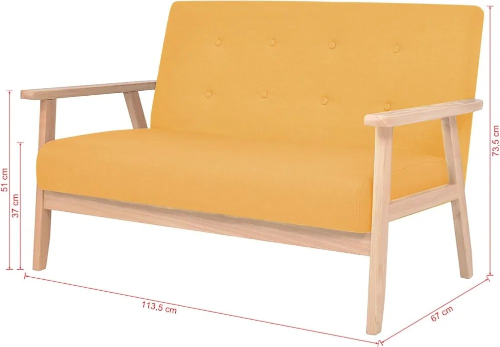 Dvoumístná sedačka, textil, žlutá 244658
