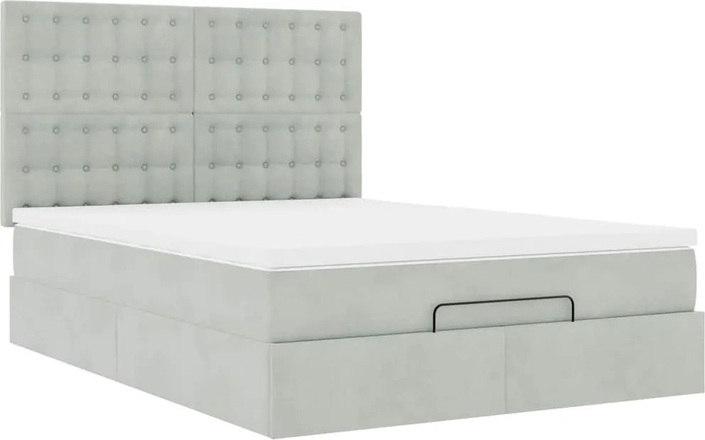 Osmanský rám postele s matracemi světle šedá 140x190cm samet 3313613