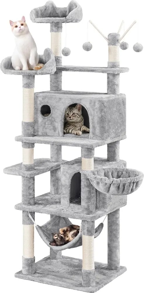 Kočičí nábytek se škrabadlem Yaheetech – světle šedá, 170 cm (256843921594)