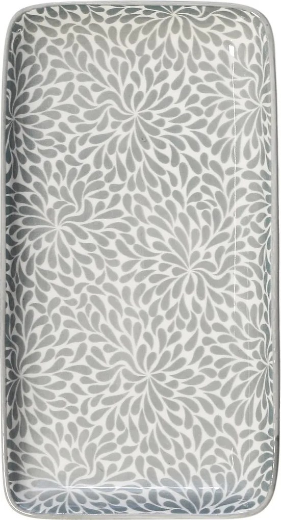 Šedý porcelánový tácek s ornamenty Arés Grey - 20*11*2cm