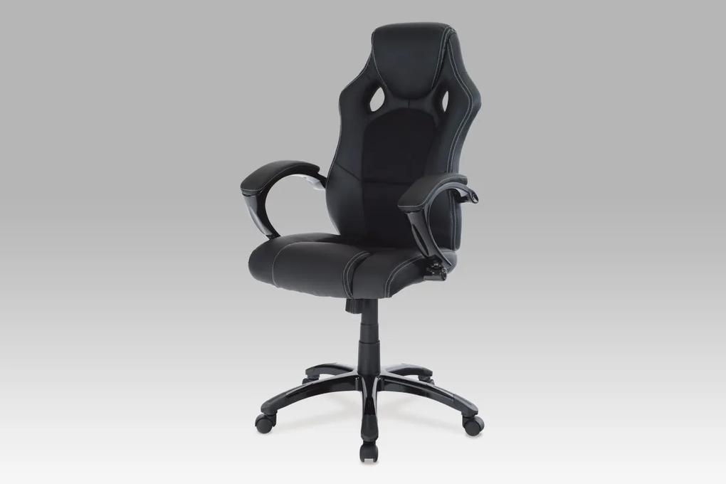 Kancelářská židle koženka černá s houpacím mechanismem KA-N157 BK