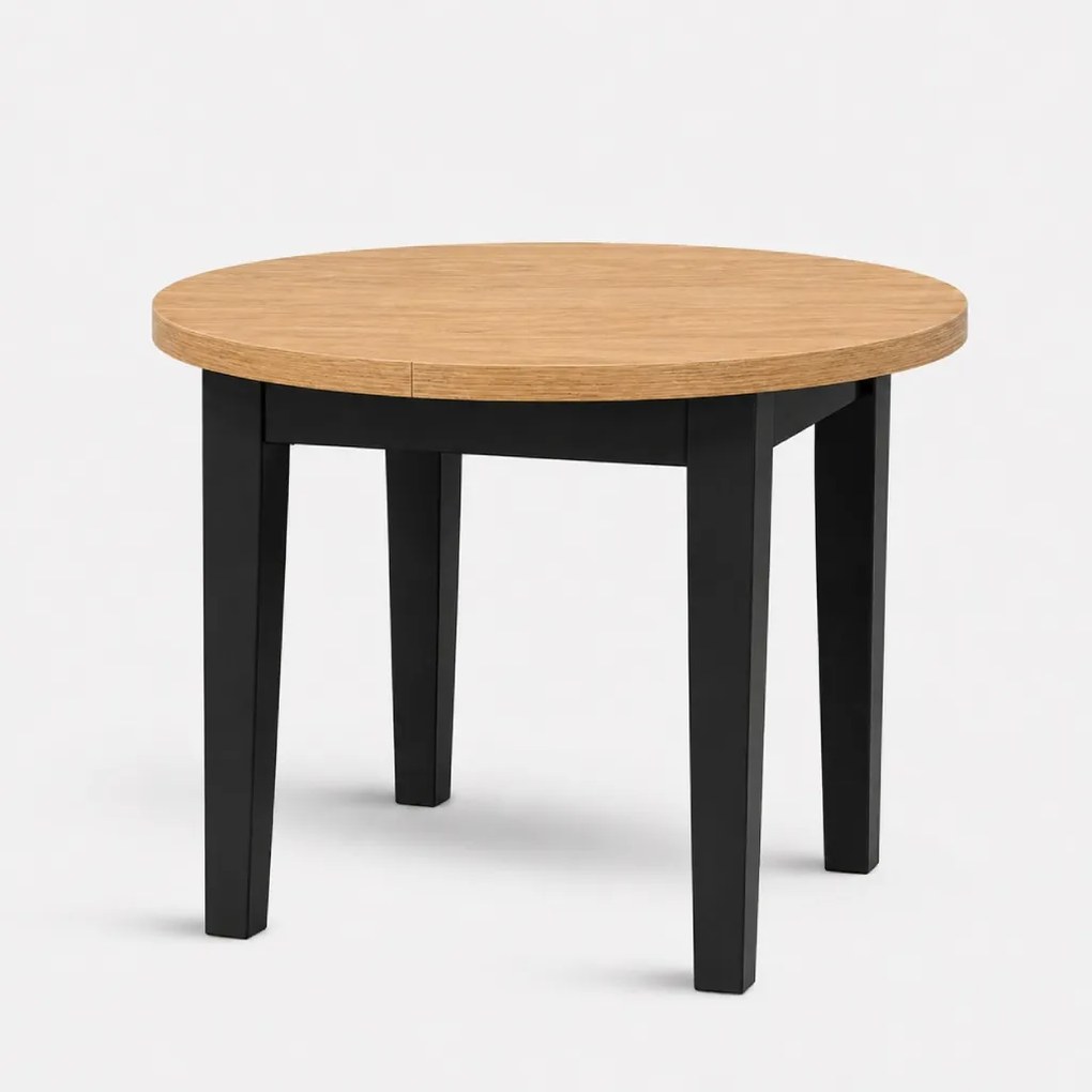 Stima Kulatý stůl FIT II. Průměr 110 + 35 cm dub halifax tabákový černá