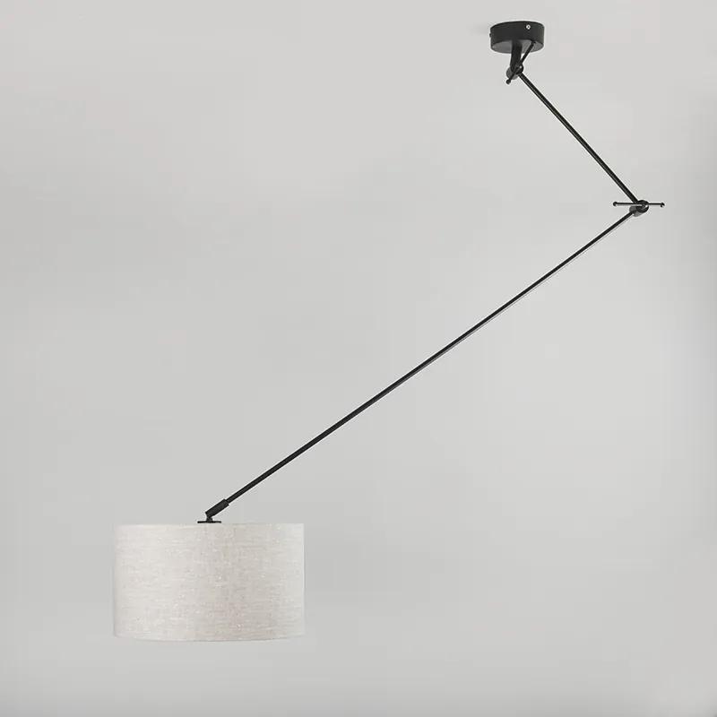 Závěsná lampa černá se stínidlem 35 cm světle šedá nastavitelná - Blitz I.