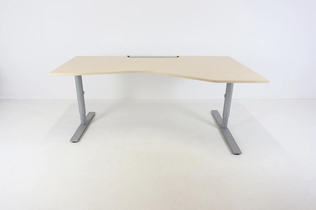 Stůl, Kinnarps, 180x80/100, rohový pravý, sv.bříza/šedá
