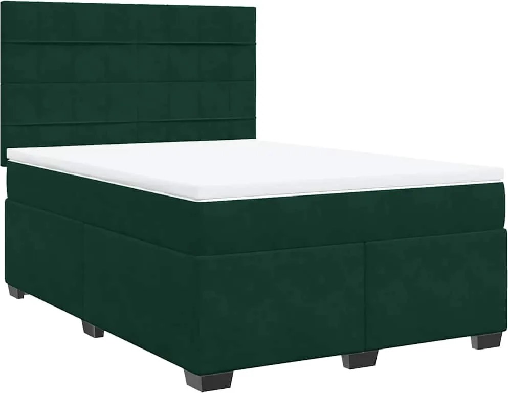 Box spring postel s matrací tmavě zelená 160x200 cm samet 3290957