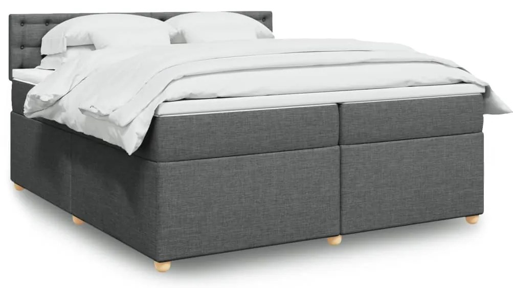 Box spring postel s matrací tmavě šedá 200x200 cm textil