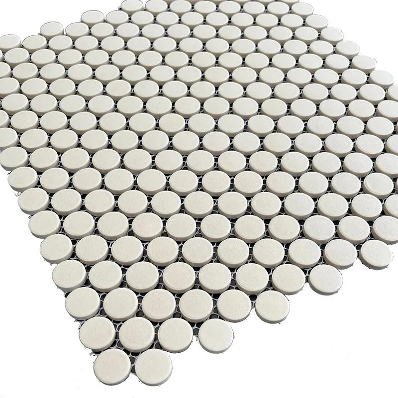 FIN Keramická mozaika béžová Mozaika KOLEČKA White prům. 1,9 (31,5x29,4) cm - LOP2010