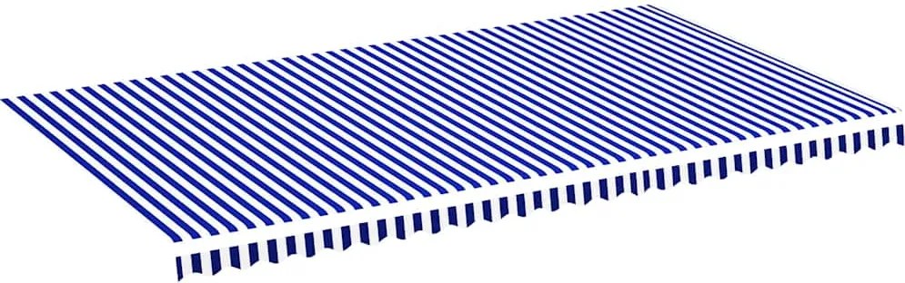 Náhradní plachta na markýzu modrá a bílá 600 x 350 cm polyesterová 311924