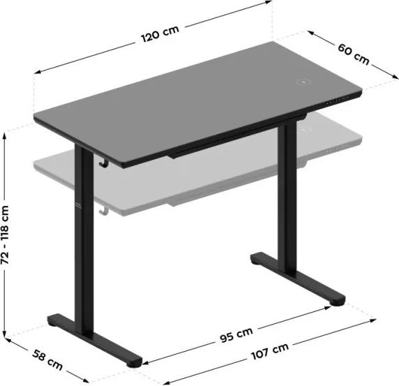 Elektrický výškově nastavitelný stůl Mark Adler Leader 8.5 černý