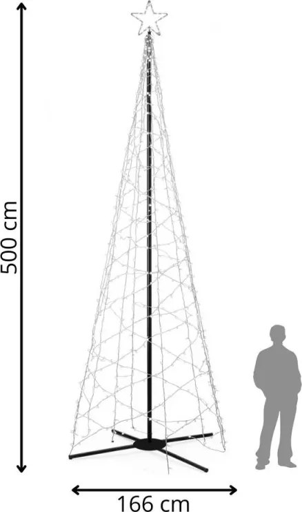 LED světelná dekorace Vánoční stromeček 840 LED, teplá bílá+bílý záblesk