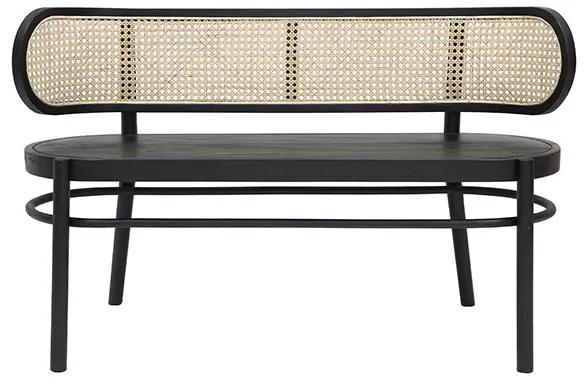 Černá retro dřevěná lavice Webbing - 121*45*74 cm
