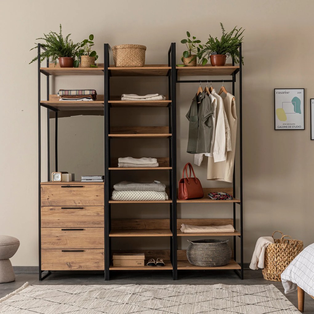 Kalune design Otevřená šatní skříň s šuplíky DYNAMIC 225x192 cm