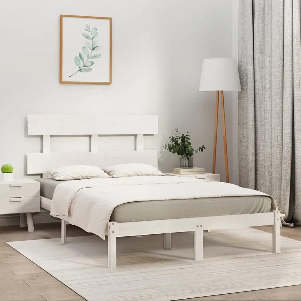 Rám postele bílý masivní dřevo 200 x 200 cm,  3104694