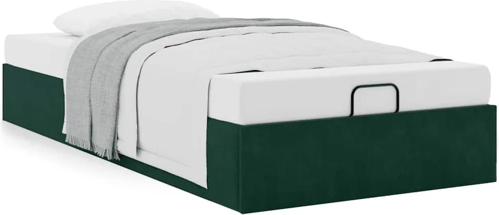 Osmanský rám postele bez matrace tmavě zelené 100x200 cm samet 3310946