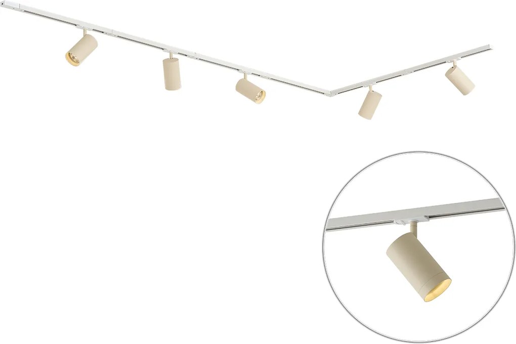 Moderní kolejnicový systém s 5 bodovými světly bílý s béžovou 1-fázový GU10 70mm - Iconic Jeana Luxe