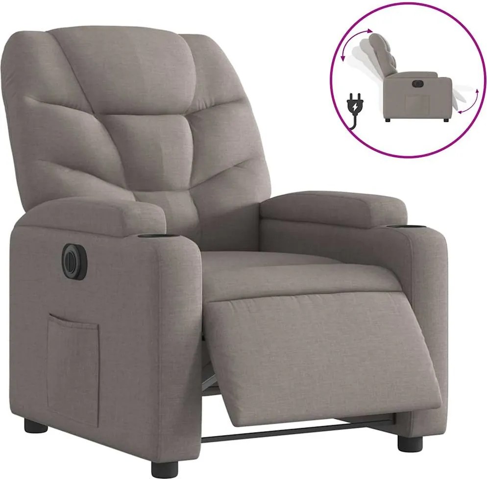 Elektrické polohovací křeslo taupe textil 3204580