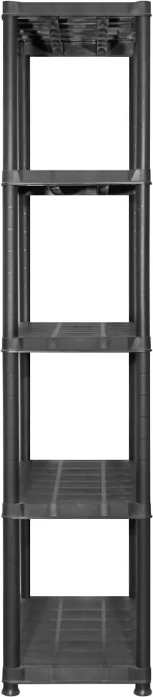 Úložný regál 5patrový černý 284 x 38 x 170 cm plast 3059860