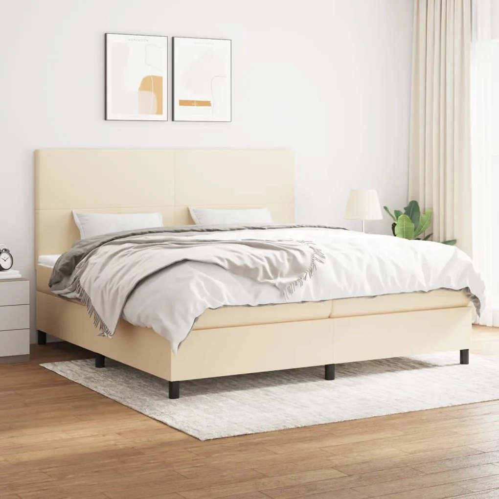 Box spring postel s matrací krémová 120x190 cm textil