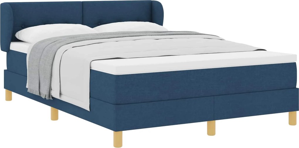 Postel s boxspringem s čelo Modrá 140 x 200 cm textil 3340219
