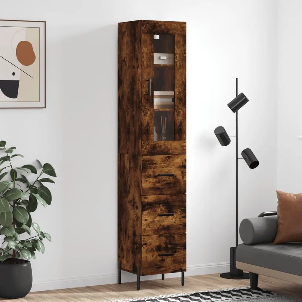 Skříň highboard kouřový dub 34,5 x 34 x 180 cm kompozitní dřevo