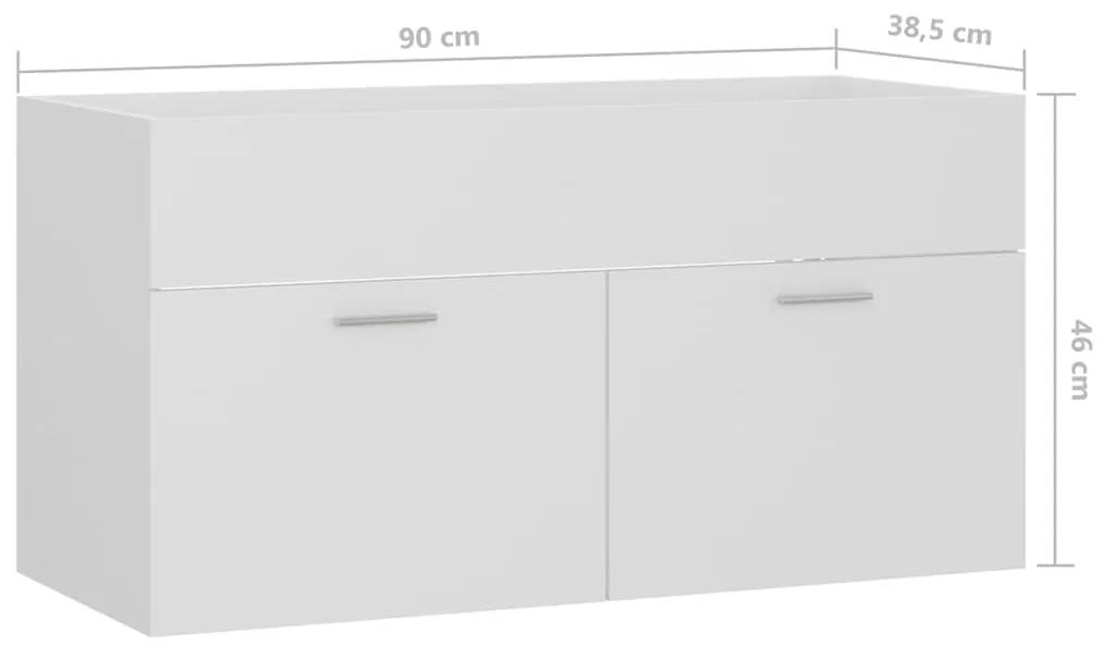 Set koupelnového nábytku - s umyvadlem a baterií - 91 cm - dřevotříska | bílý