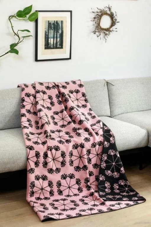 Unia - Cotton Cloud Bavlněná akrylová přikrývka 150x200 1706/1 pampeliška růžová pudrově šedá grafitová přehoz na postel s třásněmi