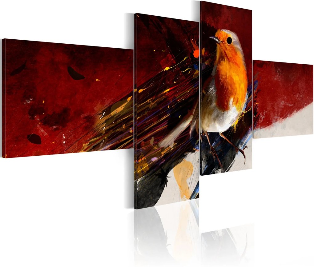 Obraz - Oranžový ptáček 100x45