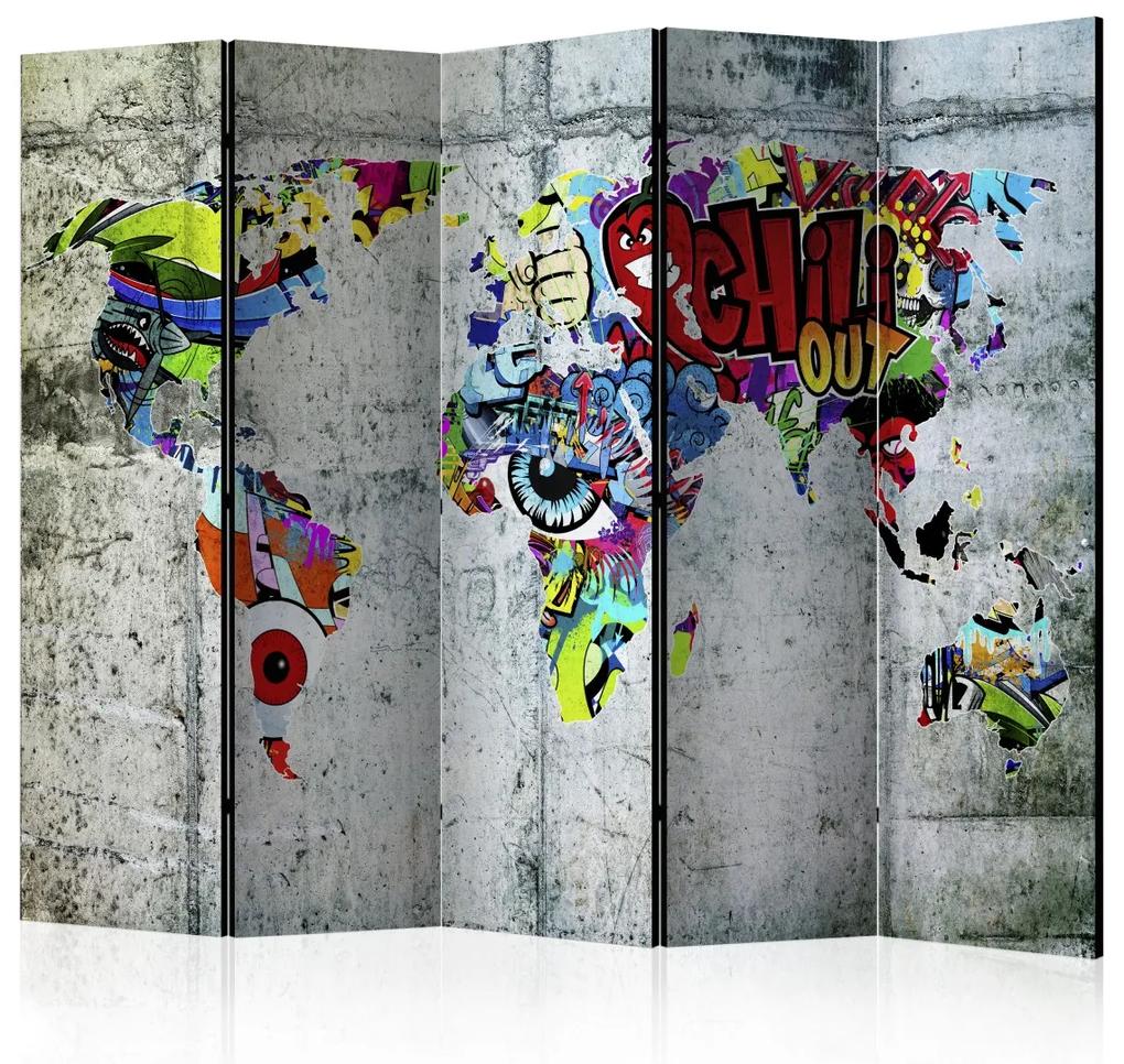Murando DeLuxe Paraván graffiti mapa Velikost (šířka x výška): 225x172 cm