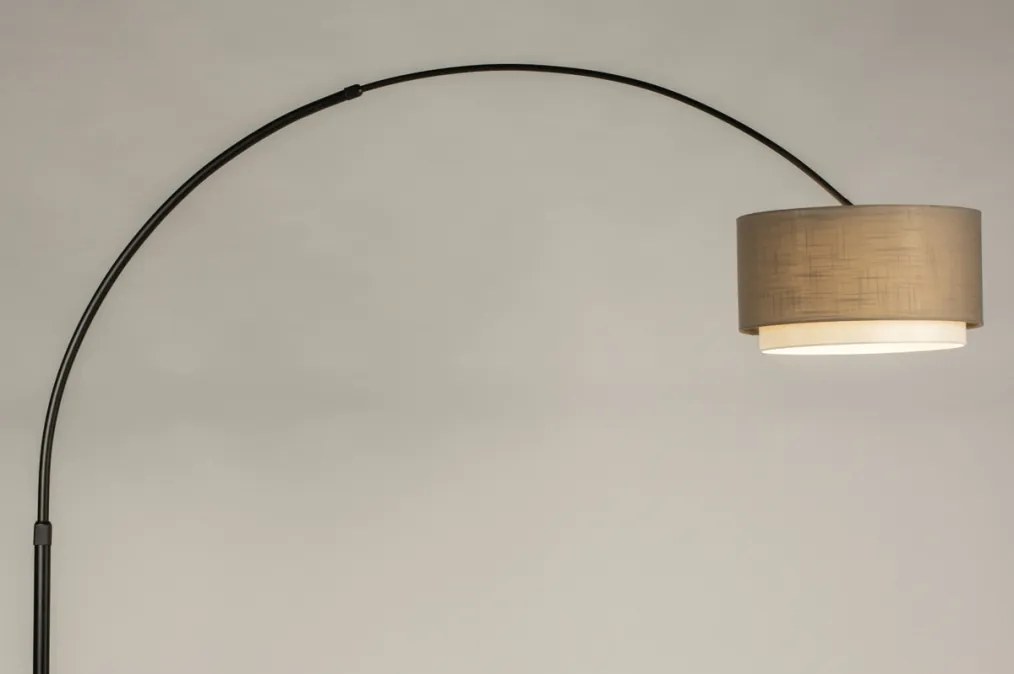 Stojací designová oblouková lampa Soffito Taupe and Black