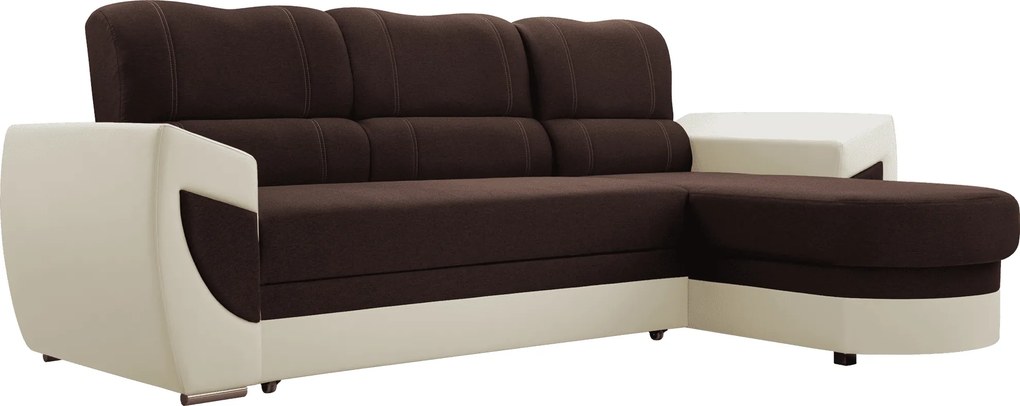 Rohová rozkládací sedací souprava do L TRENDI, 250 cm, s úložným prostorem Roh pohovky: Levý roh, Barva látky: Hnědá a krémová (Bahama 08 + Bahama 33)
