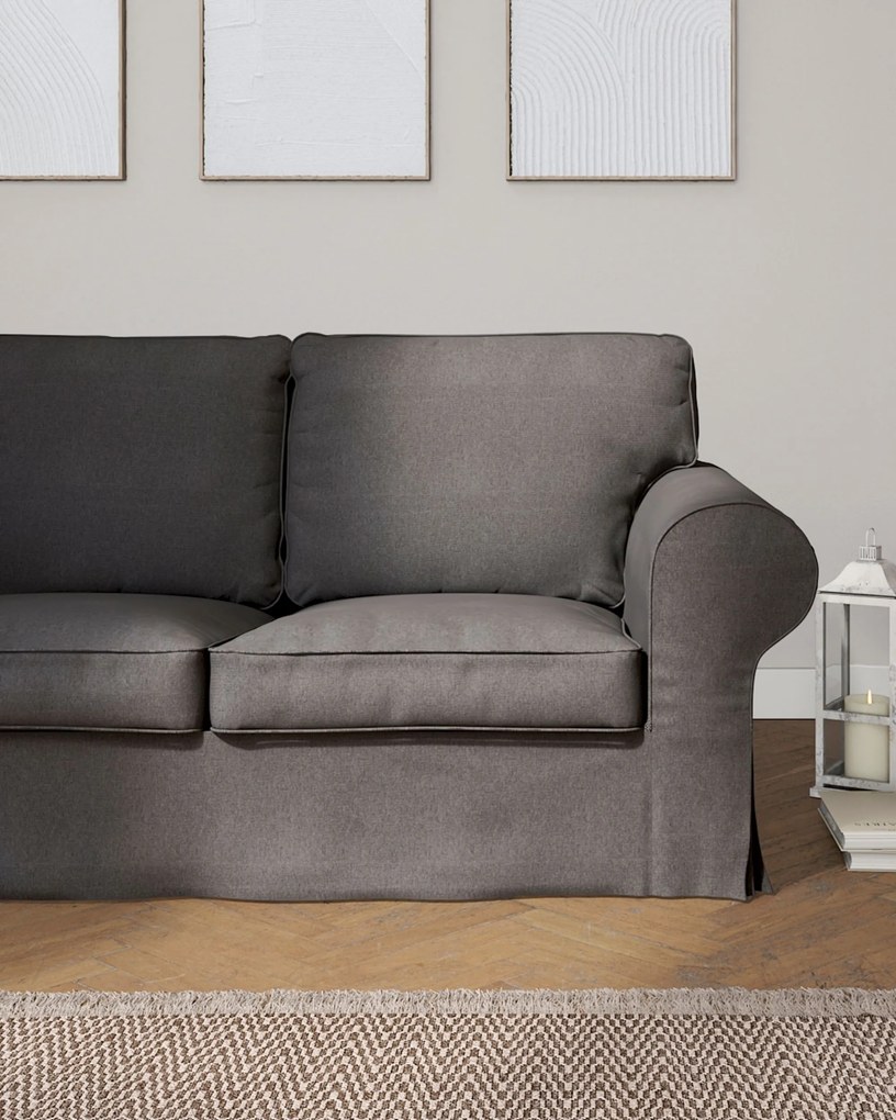 Potah na pohovku IKEA Ektorp 2-místná, nerozkládací barva šedá látka pletený vzor