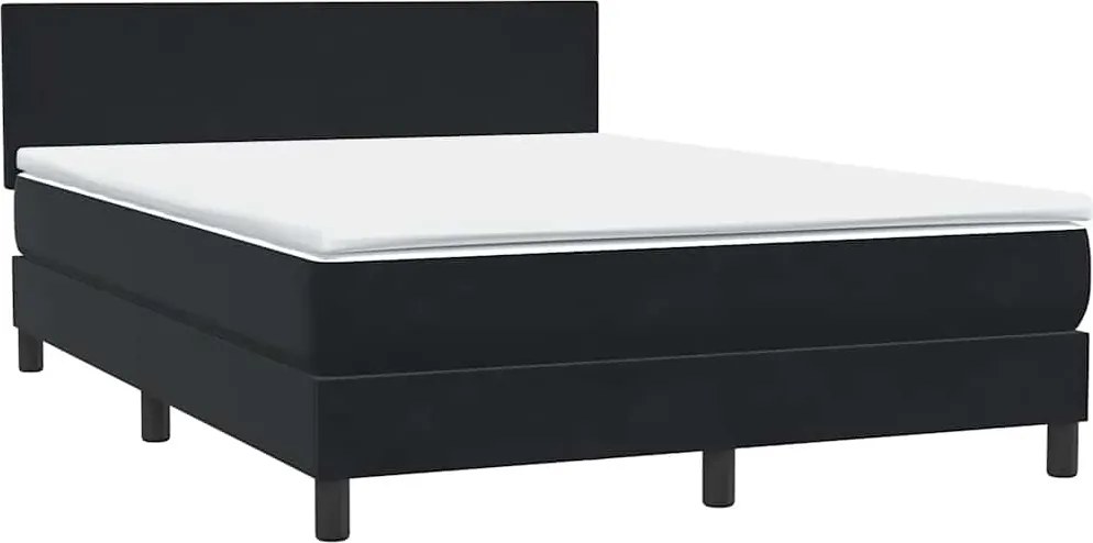 Box spring postel s matrací a LED černá 160x210 cm samet 3316697