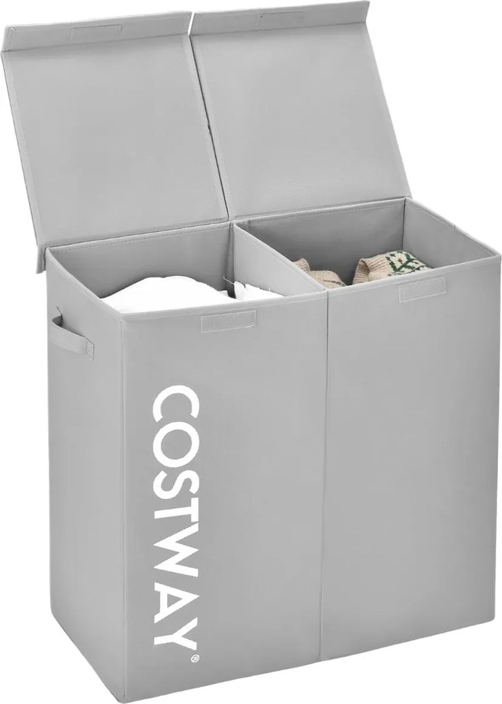 Costway 115 L 2 přihrádky koš na prádlo z netkané textilie s – 62 × 31 × 60 cm