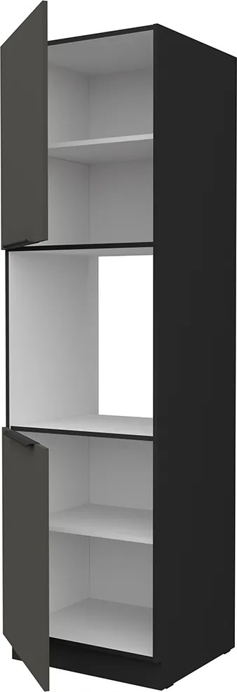 ARIA pe | vysoká skříňka 60 DP-210 2F na vestavnou troubu | 60 cm | ANTI FINGERPRINT povrch | černá/šedá grafit