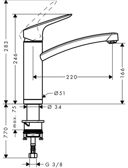 Hansgrohe Logis M31 Sklopná dřezová otočná baterie před okno, 71833000