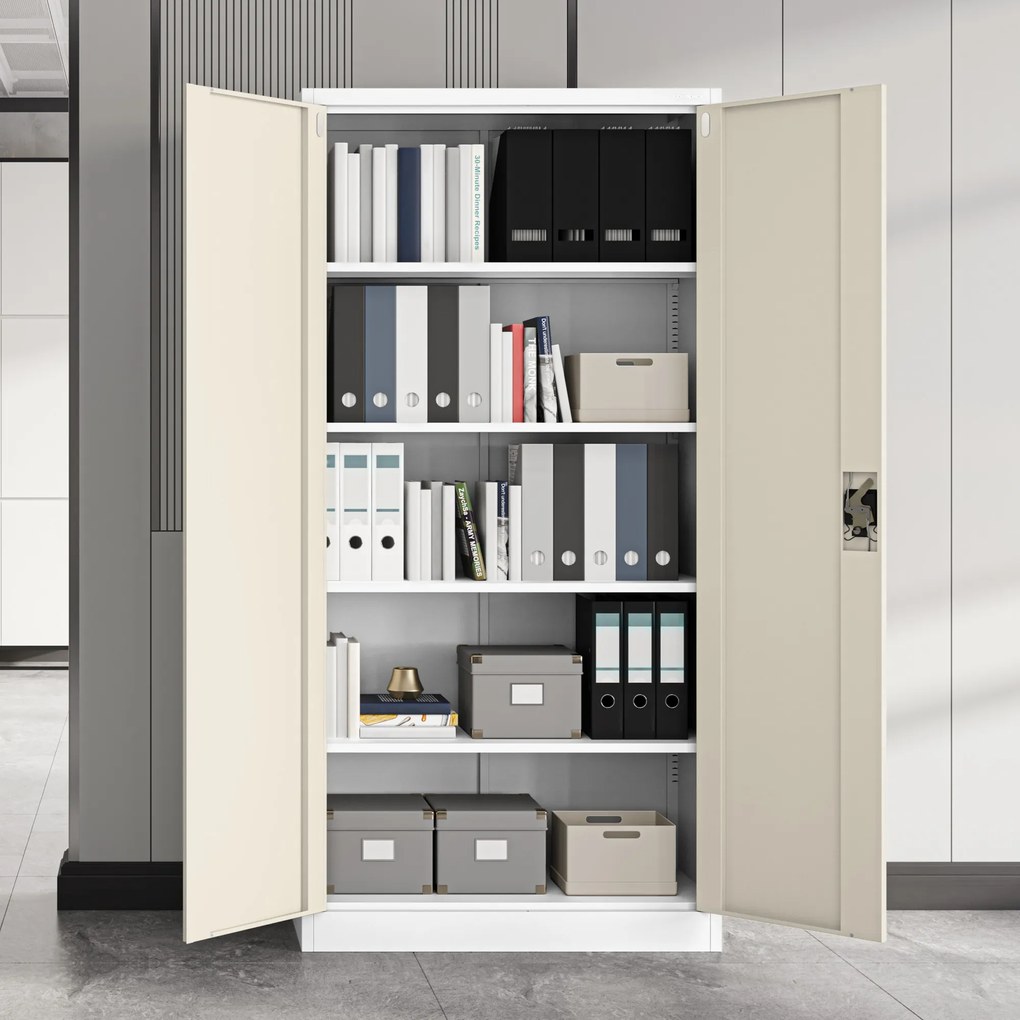 Kancelářská skříň na dokumenty se 4 policemi, bílá/dub sonoma, 900x1850x400 mm: JAN Eco Design