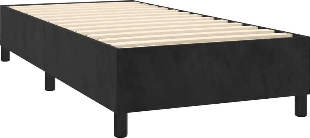 vidaXL Box spring postel s matrací a LED 80 x 200 cm samet [3136029] Barva: Tmavě moddrá
