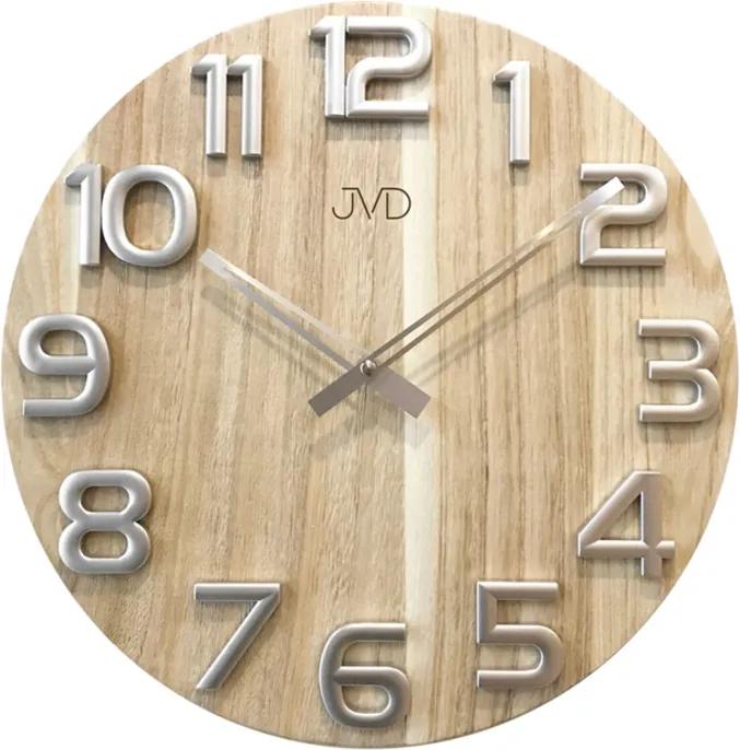 Nástěnné dřevěné hodiny JVD HT97.2 s vystouplými číslicemi