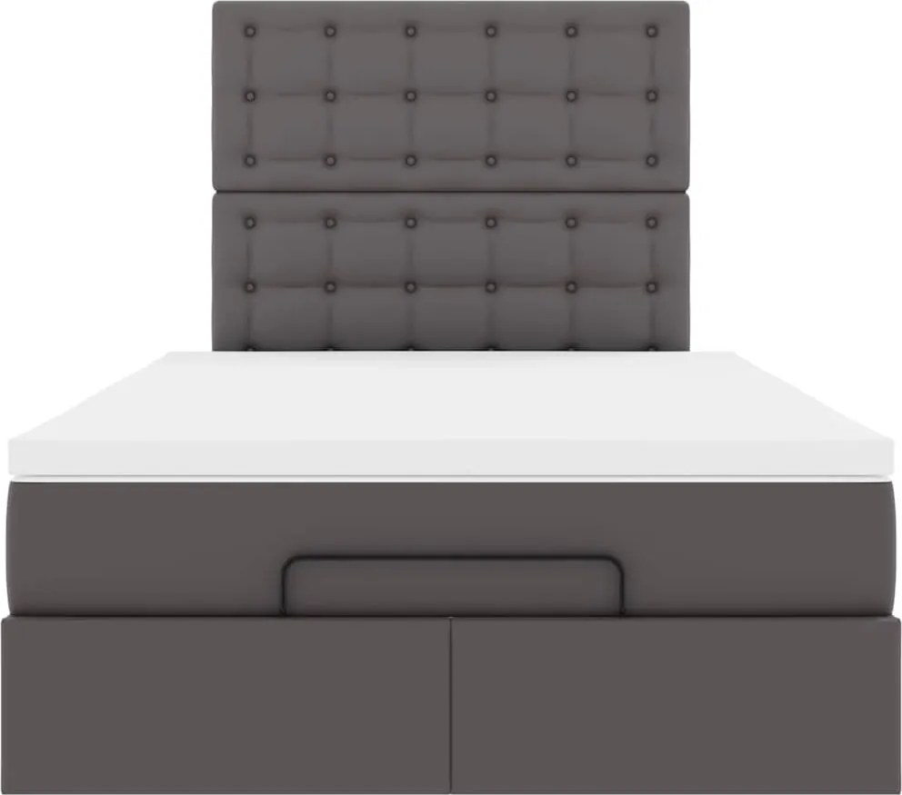 Osmanský rám postele s matrací šedá 120x190 cm umělá kůže 3312994