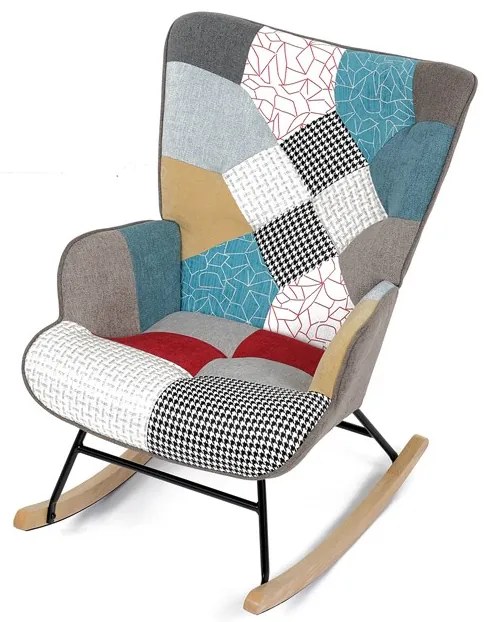 Houpací křeslo VENTURA - patchwork látka Barva: Vícebarevná